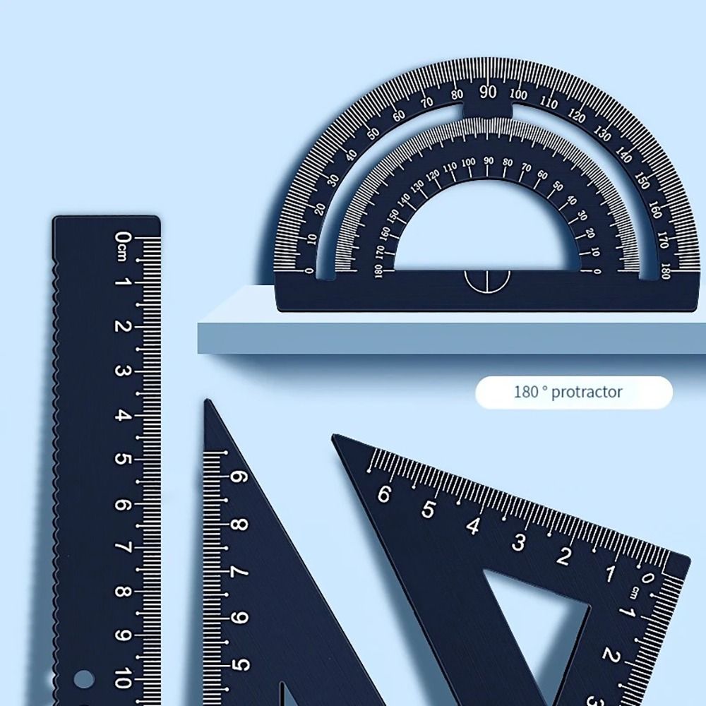 2024 4 in 1 Ruler Aluminum Alloy Combination Triangle Protractor ...