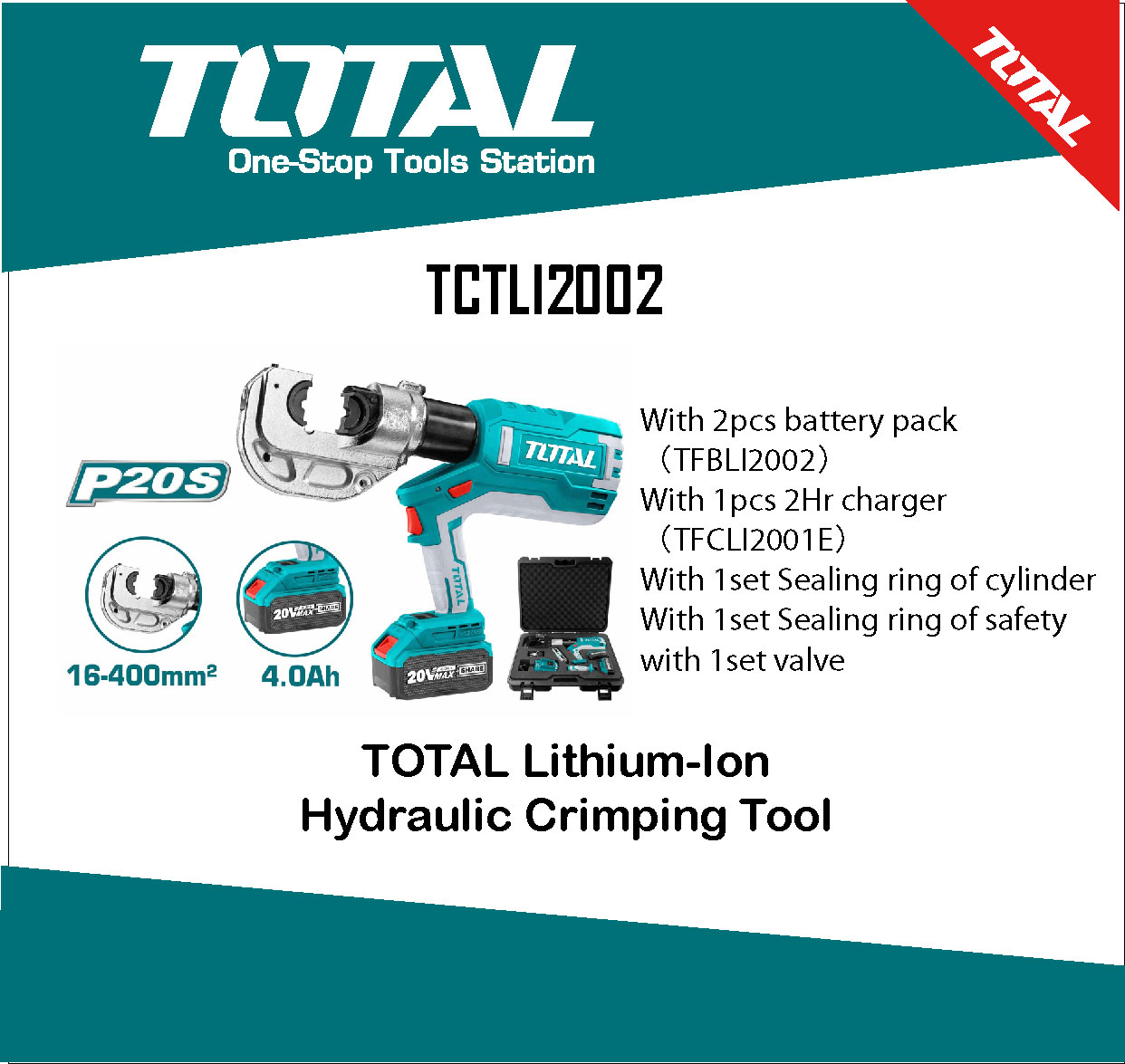 TOTAL Lithium-Ion Hydraulic Crimping Tool TCTLI2002 | Daraz.com.bd