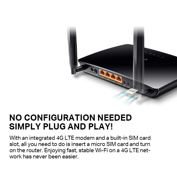 TP-Link TL-MR150 300Mbps Wireless N 4G LTE Router With 1 Micro Sim Card ...
