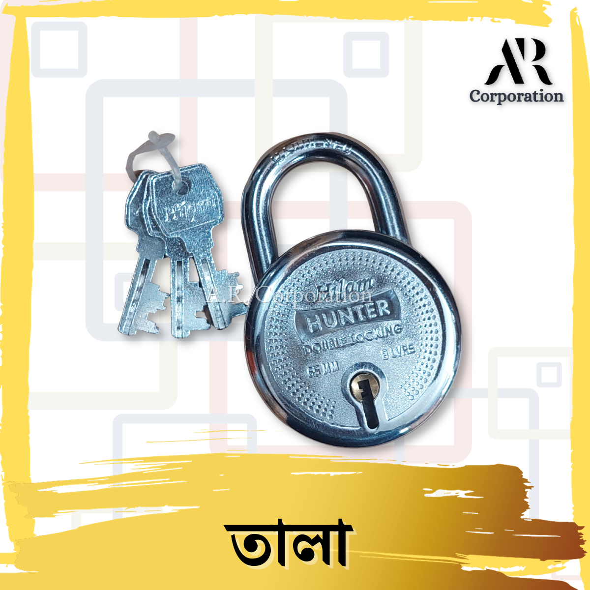 Padlock 65mm 8 Lever Dual Locking Hilam Hunter Padlock With 3 Keys Lock ...