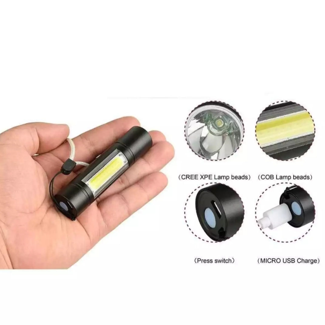 Mini Torch Light USB Rechargeable With 3 Mode - Torch Light | Daraz.com.bd