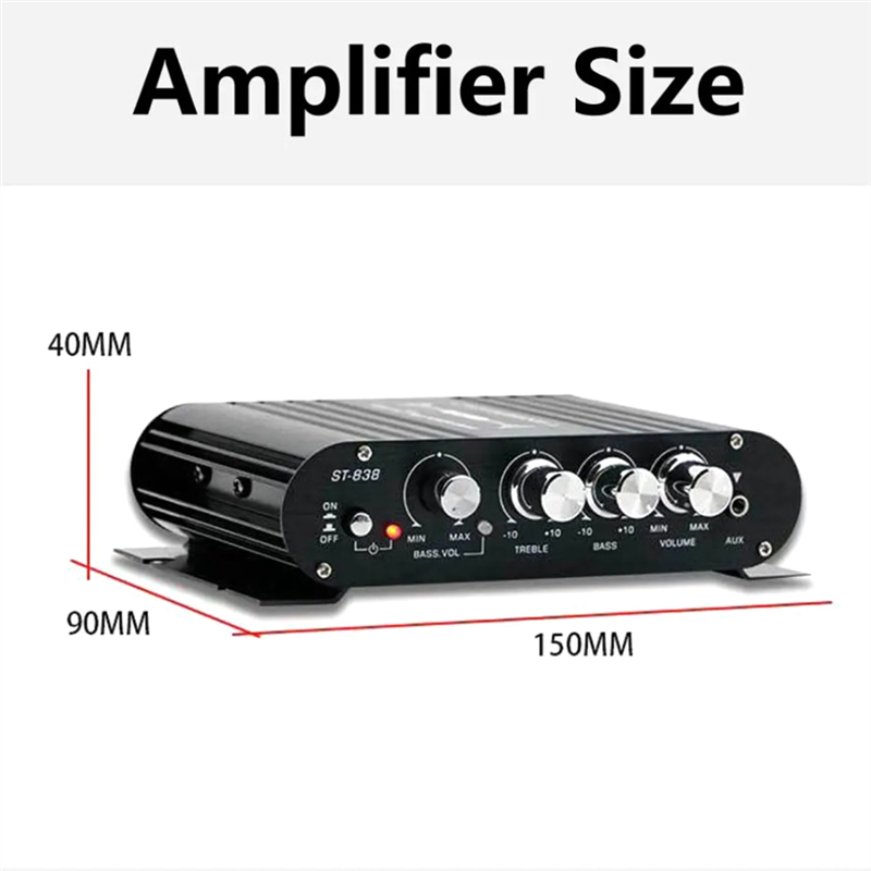 ST-838 HIFI Amplifier 2.1 Channel Car MP3 Mini Amp AUX Input High and ...