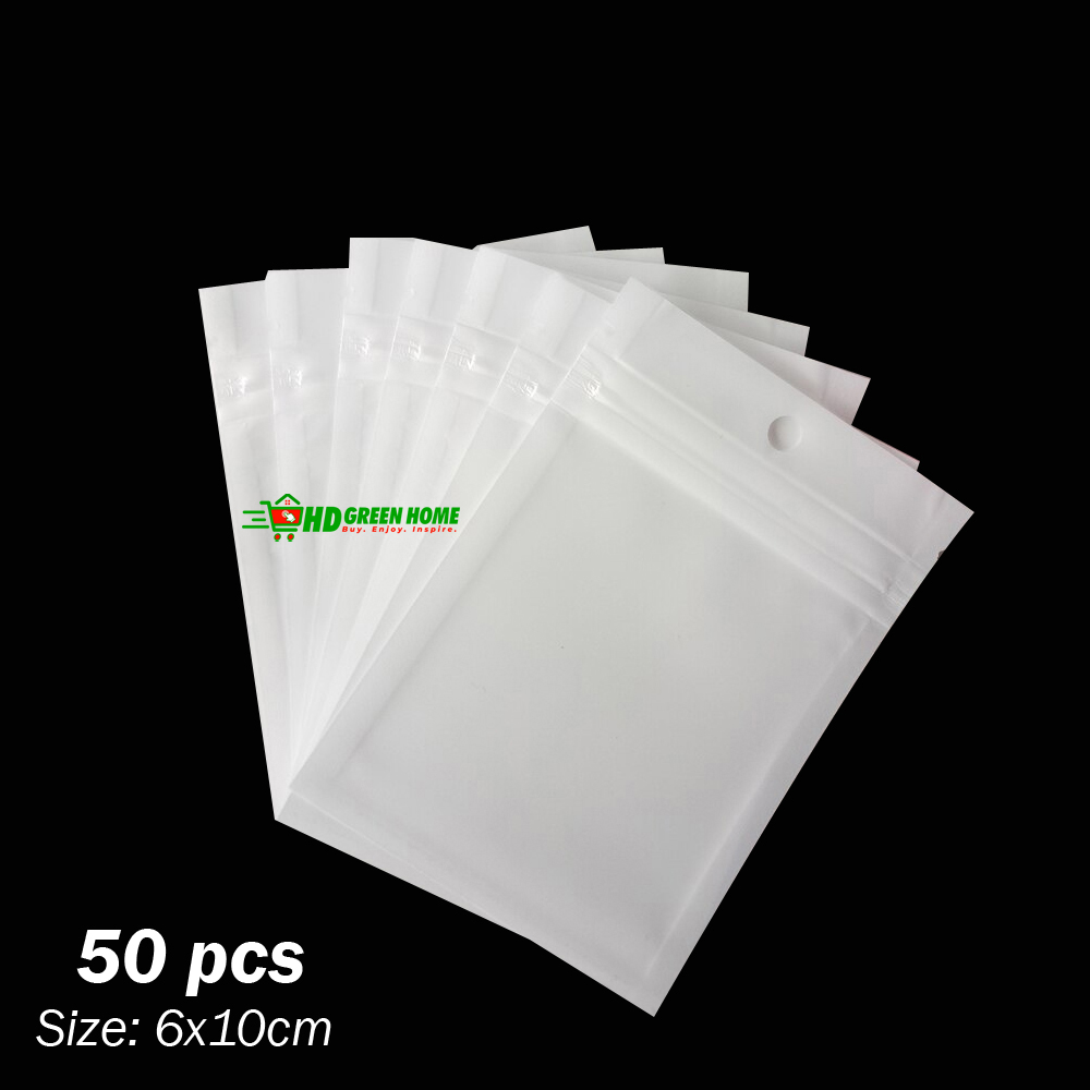 50 pcs x Translucent (6x10cm) Zip Lock Plastic Bag White Clear Small ...