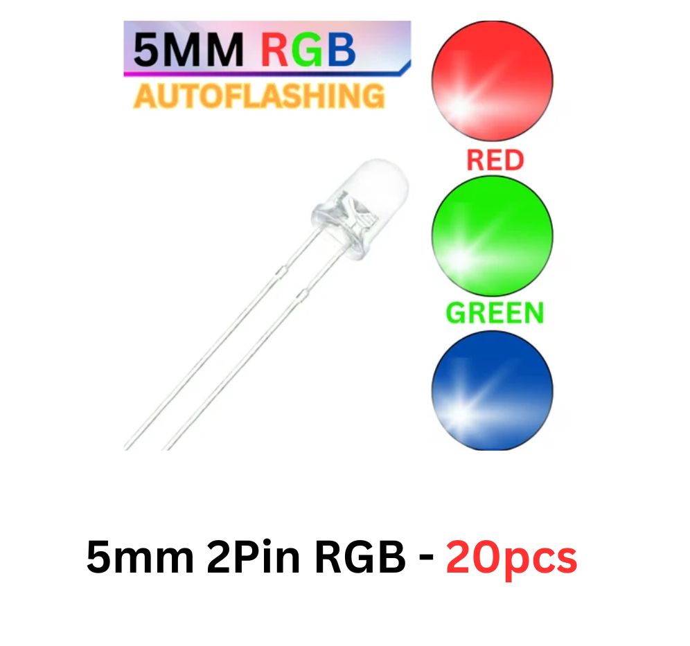 5mm RGB 2Pin Multi Color Changing Flashing LED- 10pcs,20pcs,30pcs ...