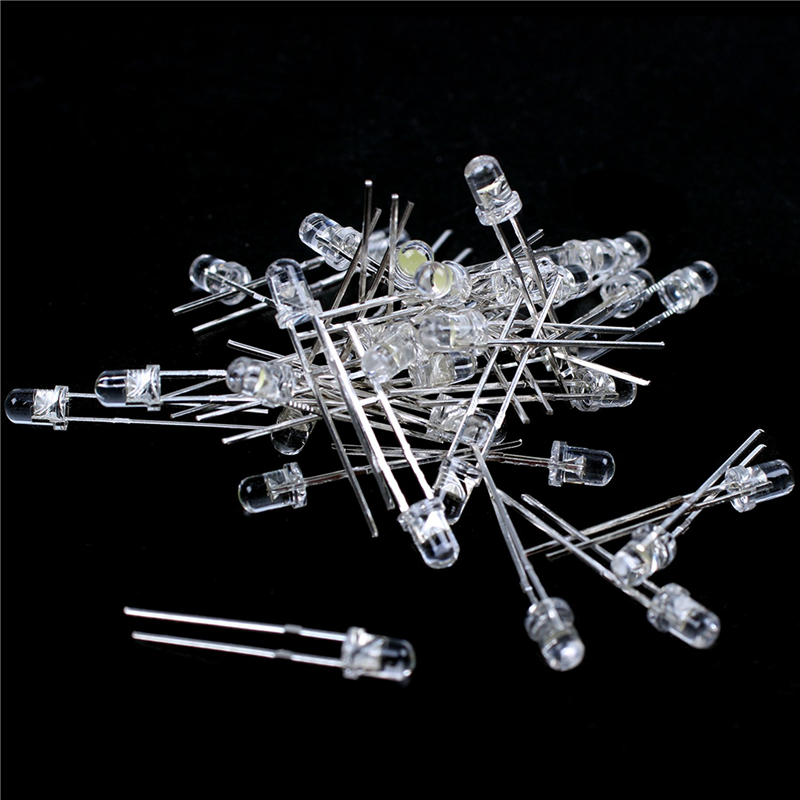 120 Pieces 3mm White LED Lamp Light Emitting Diode DC 2.5V-3V | Daraz ...