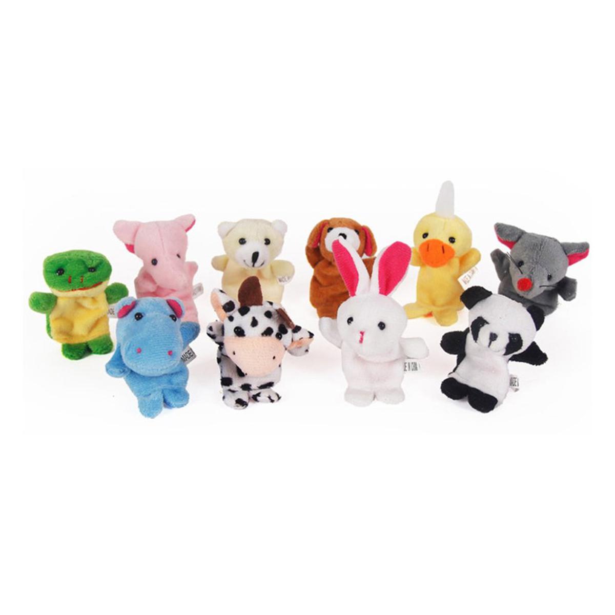 TE 10PC Plush Animal Finger Puppets Baby Dual-layer Storytelling Props ...
