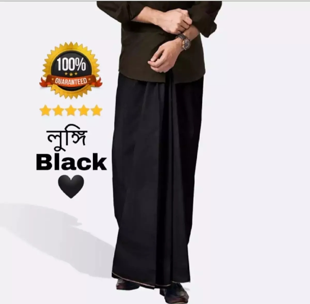 Black Color Silai Koor MTM Lungi For Men 5 Hand Pure Cotton 1 pcs ...