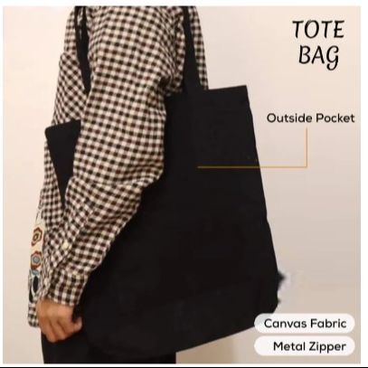 Canvas Tote Bag with Outside Pocket Exclusive Design Shopping Bag /College University Bag, Tote ...