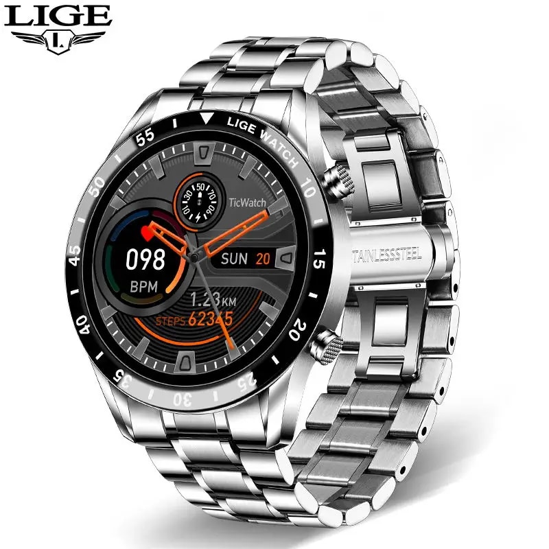 LIGE 2024 Smart Watch Men Full Circle Touch Screen Bluetooth Call Men ...