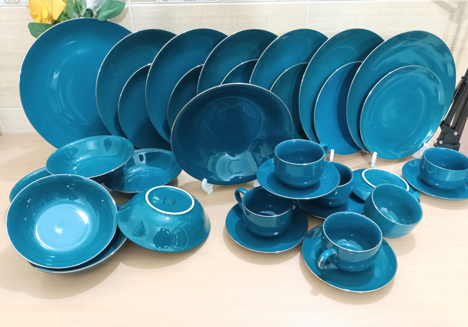 Dinner Set 32 pcs ( yellow colour and ocean colour) ,Ceramic dinner set ...