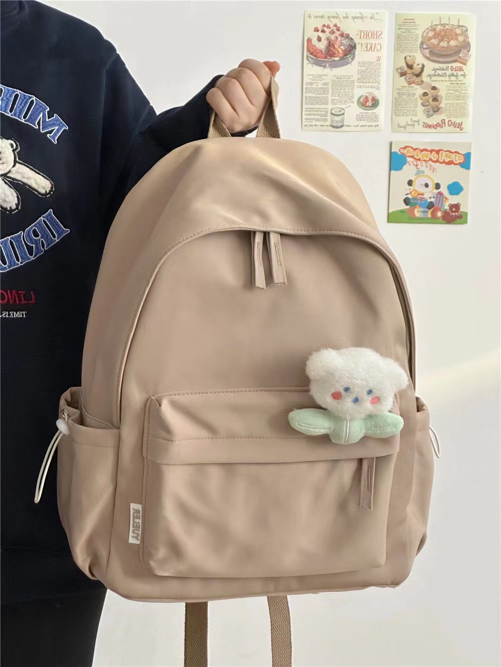 Ins simple casual backpack backpack travel student schoolbag female ...