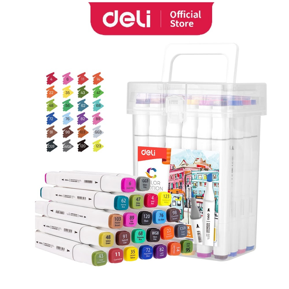 Deli 24 Pcs Instant Dry Dual Tip Art Markers, Permanent Marker | Daraz ...