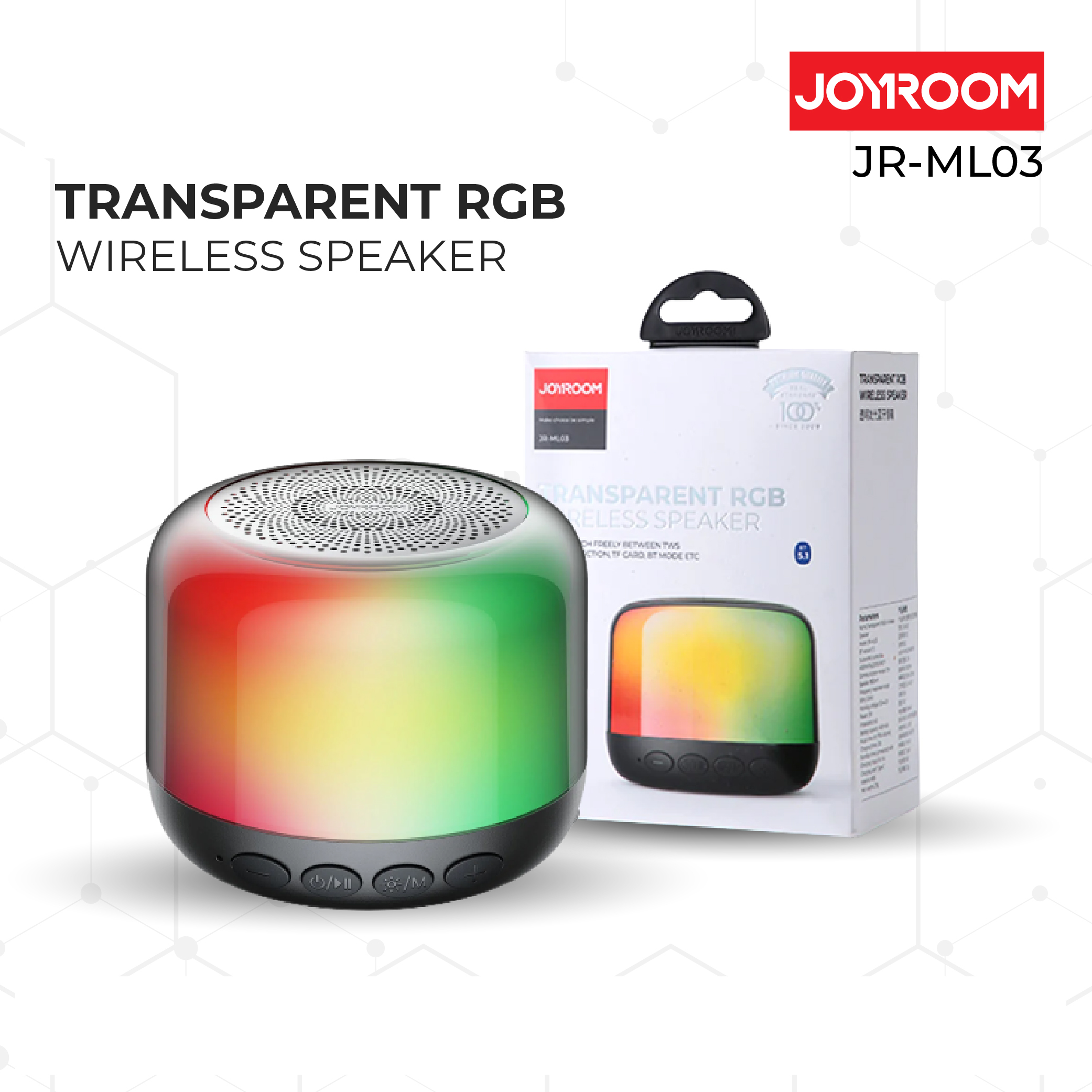 JOYROOM JR-ML03 Transparent RGB Bluetooth Wireless Speaker | Daraz.com.bd