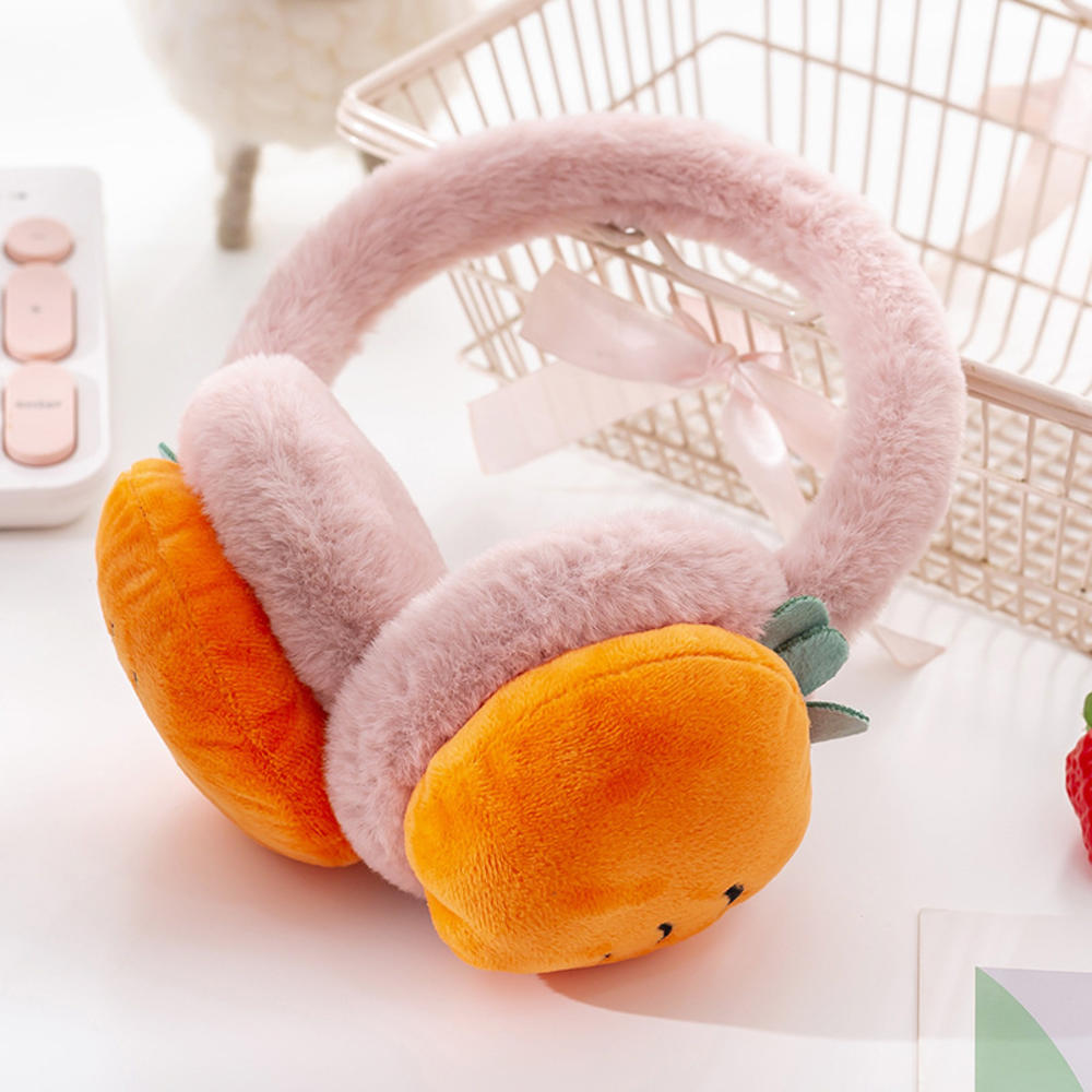 Winter Warm Ear Muffs Cute Cartoon Fruit Girls Fluffy Fold Burger Shape ...