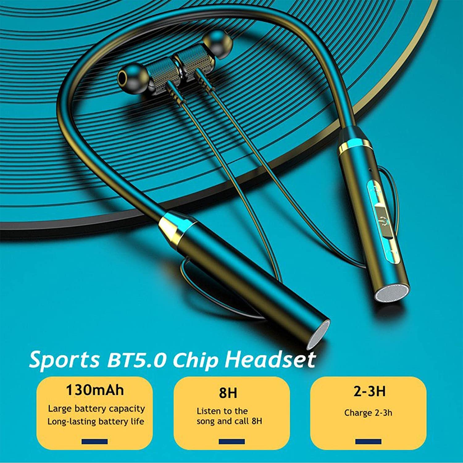 In Ear Wireless Headphones Bluetooth Neckband Magnetic Earphones Sport ...