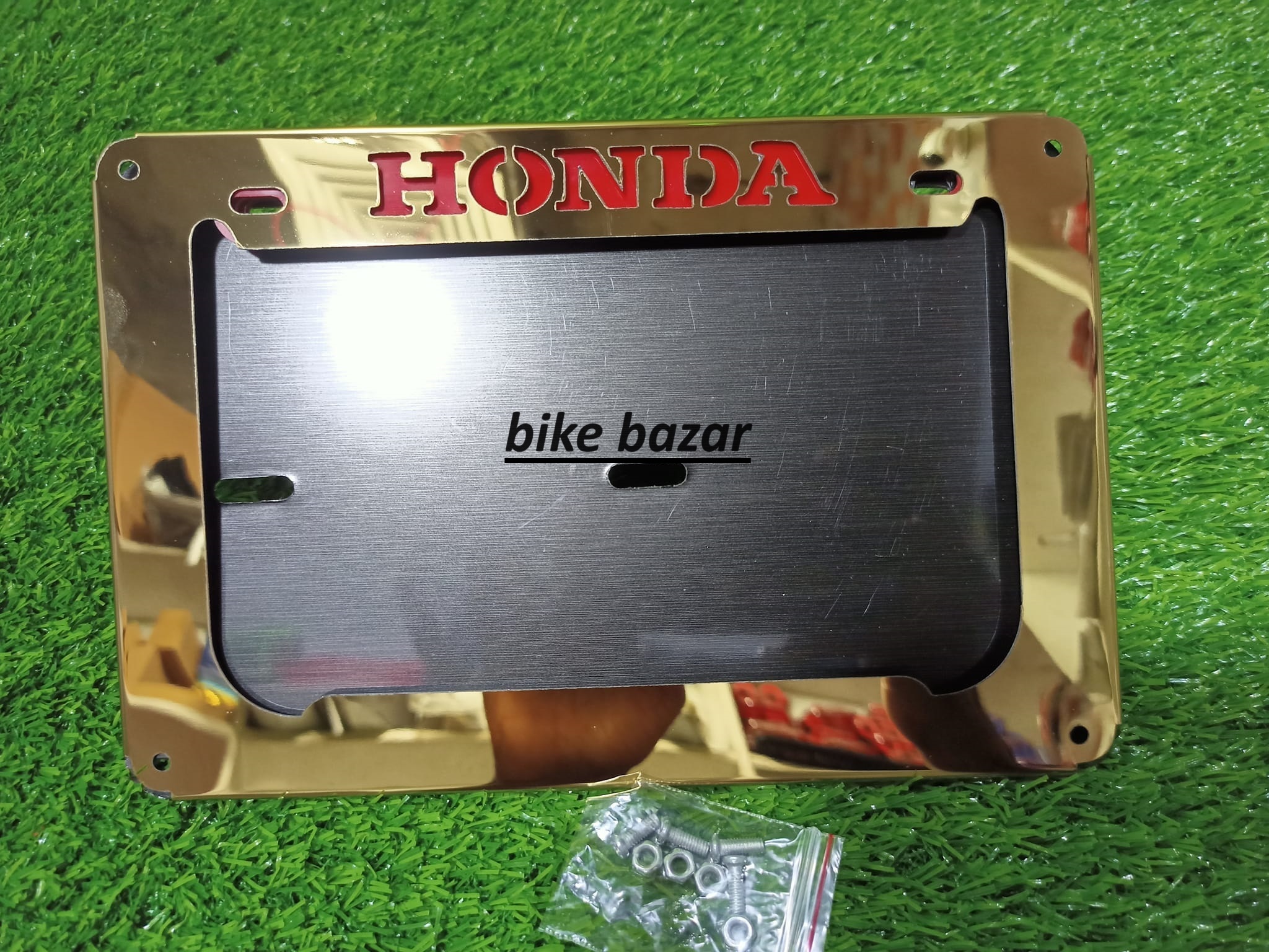 HONDA License Plate Frame 2 part golden colour for All Honda Motorcycle ...