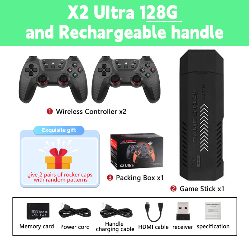 New X2 ultra Game Stick 4K 3D HD Retro Video Game Console Wireless ...