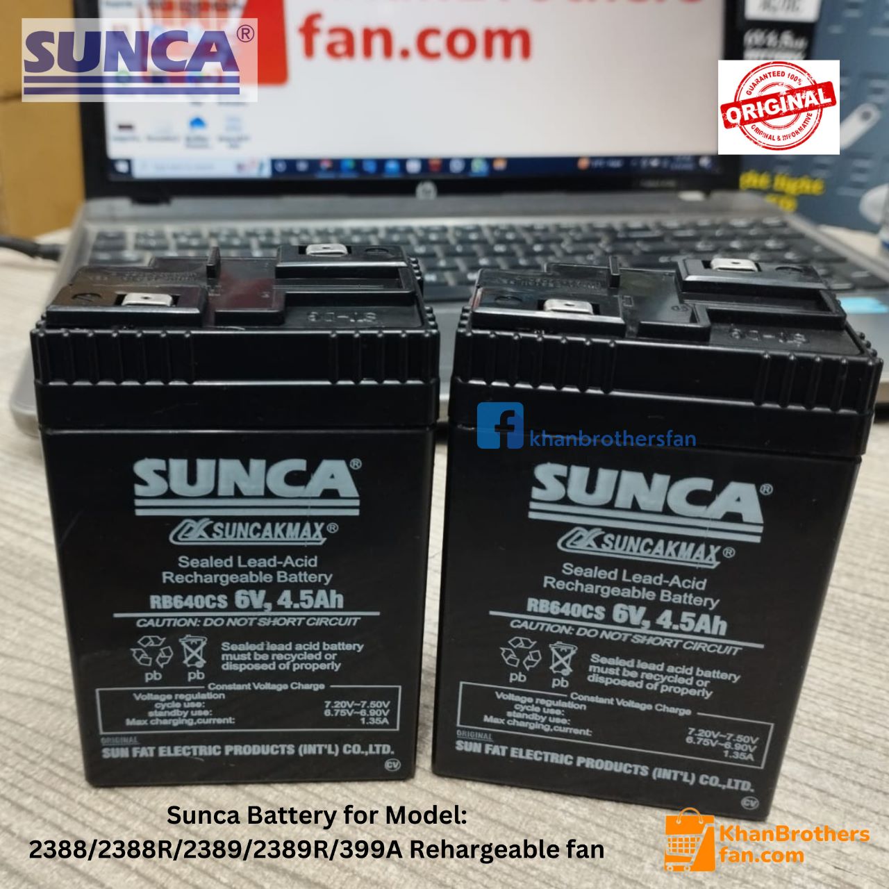 Sunca Battery for Rechargeable fan, Sunca Charger fan battery | Daraz ...