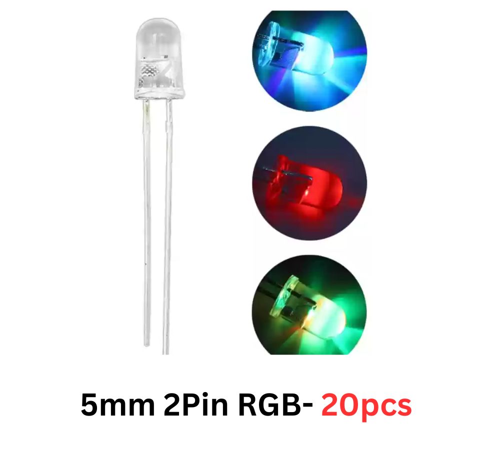 5mm RGB 2Pin Multi Color Changing Flashing LED- 10pcs,20pcs,30pcs ...
