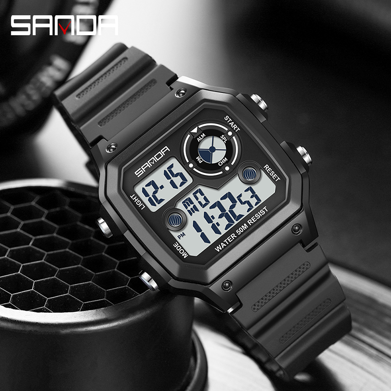 SANDA Men's Watch LED Display Watch Digital Waterproof Men's Fashion ...