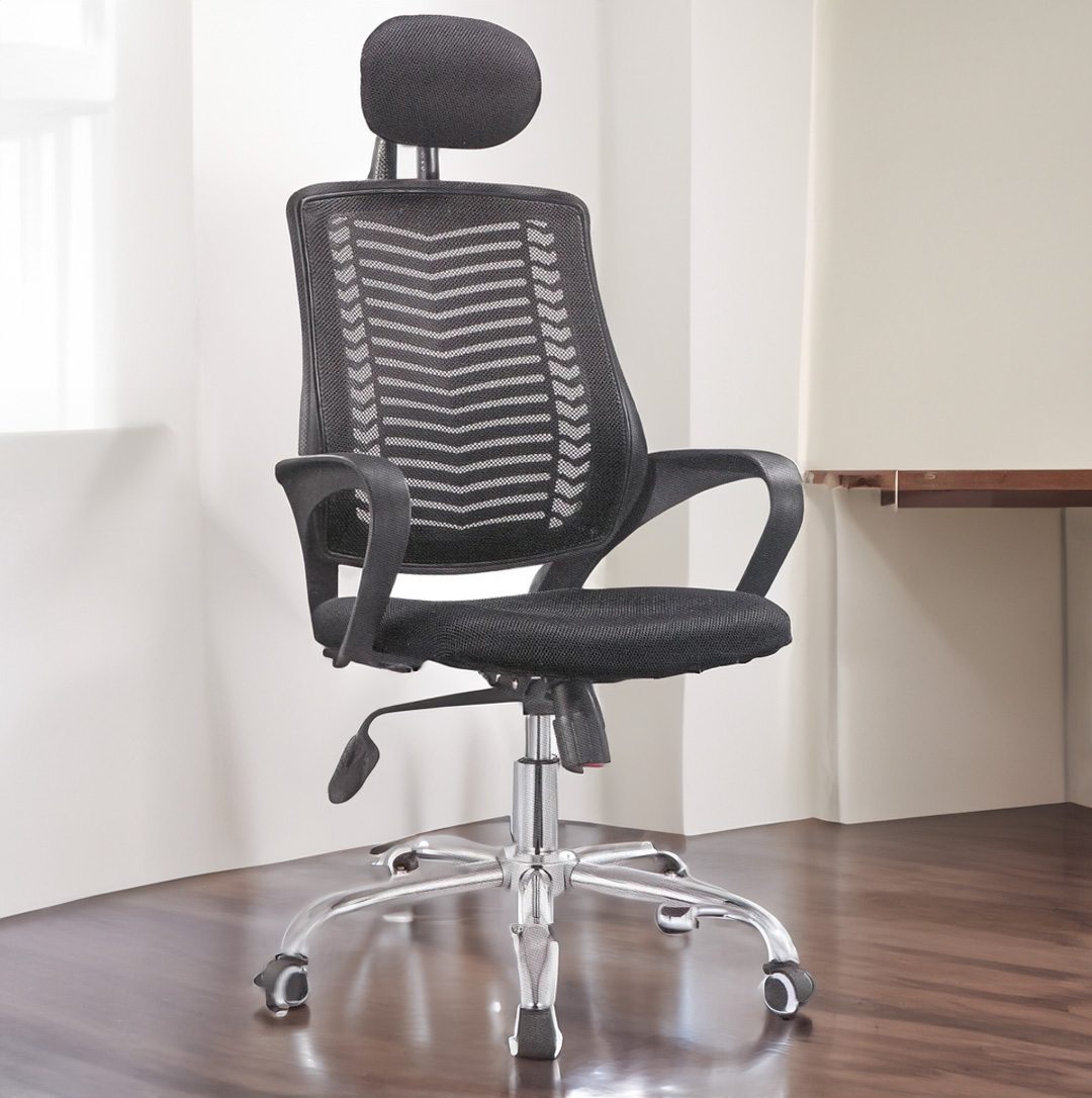 RS M-21 (BLACK) Smart Office Executive Chair with Headrest (V-Mesh ...