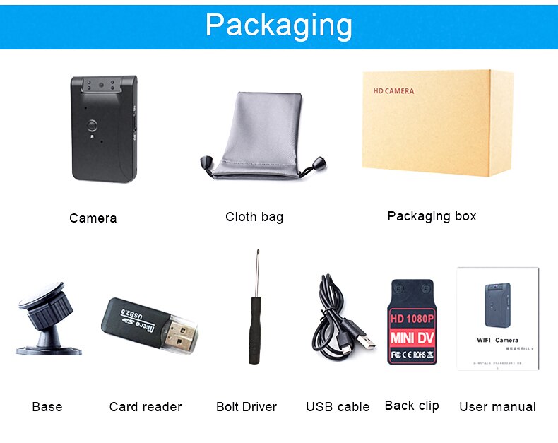 Battery Backup IP Camera WD7 Mini HD WIFI Camera Night Vision 180 ...