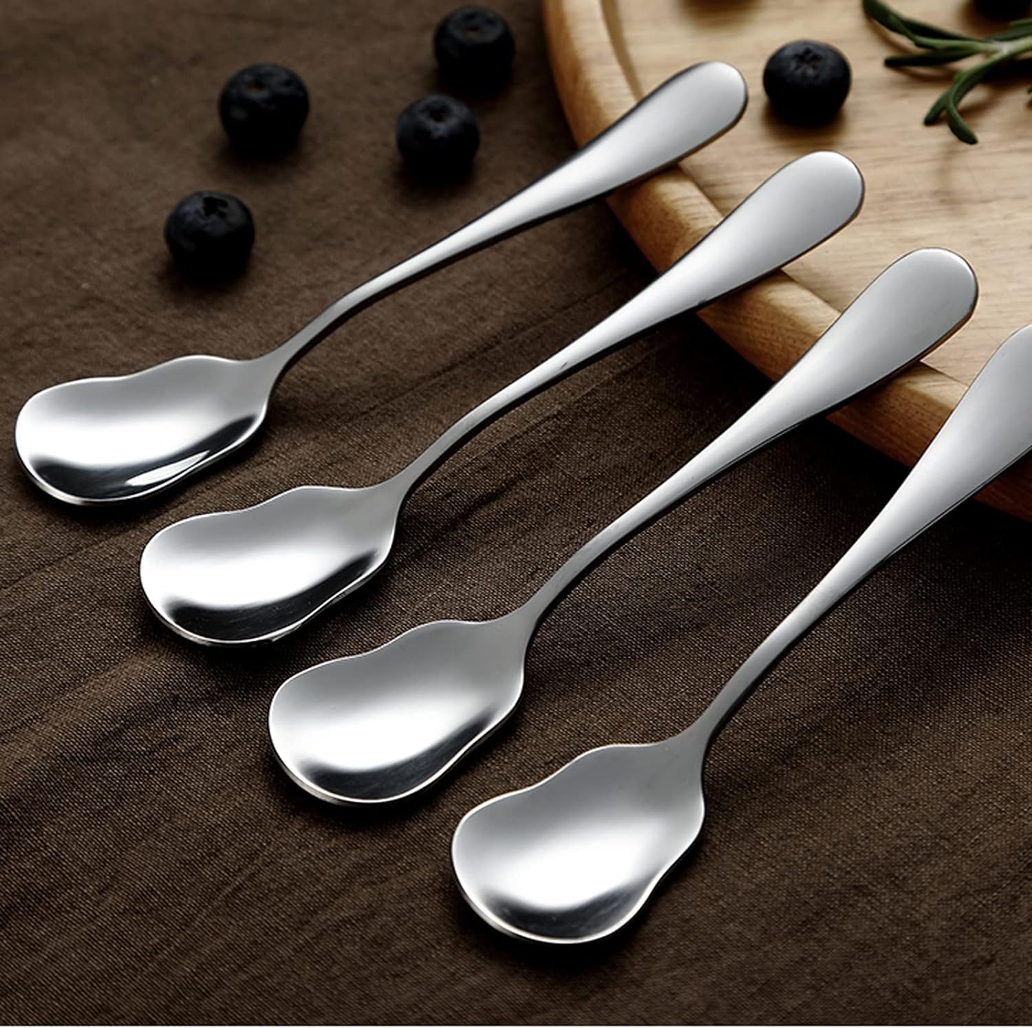 6 pcs Stainless Steel Dessert Spoon Yogurt spoon Scoop Ice Cream Spoons ...