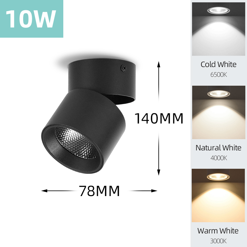 Foldable Surface Mounted LED Ceiling Light Downlight 7W 10W 15W Black ...