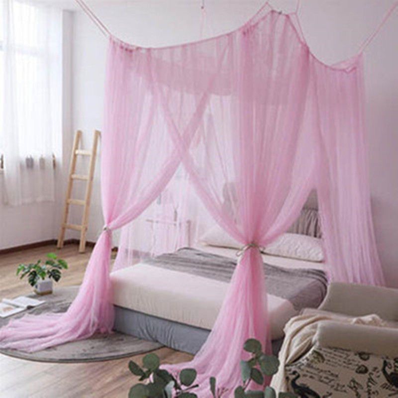 Mosquito Net Bedroom Luxurious Four-Door Fit King and Queen Double Beds ...