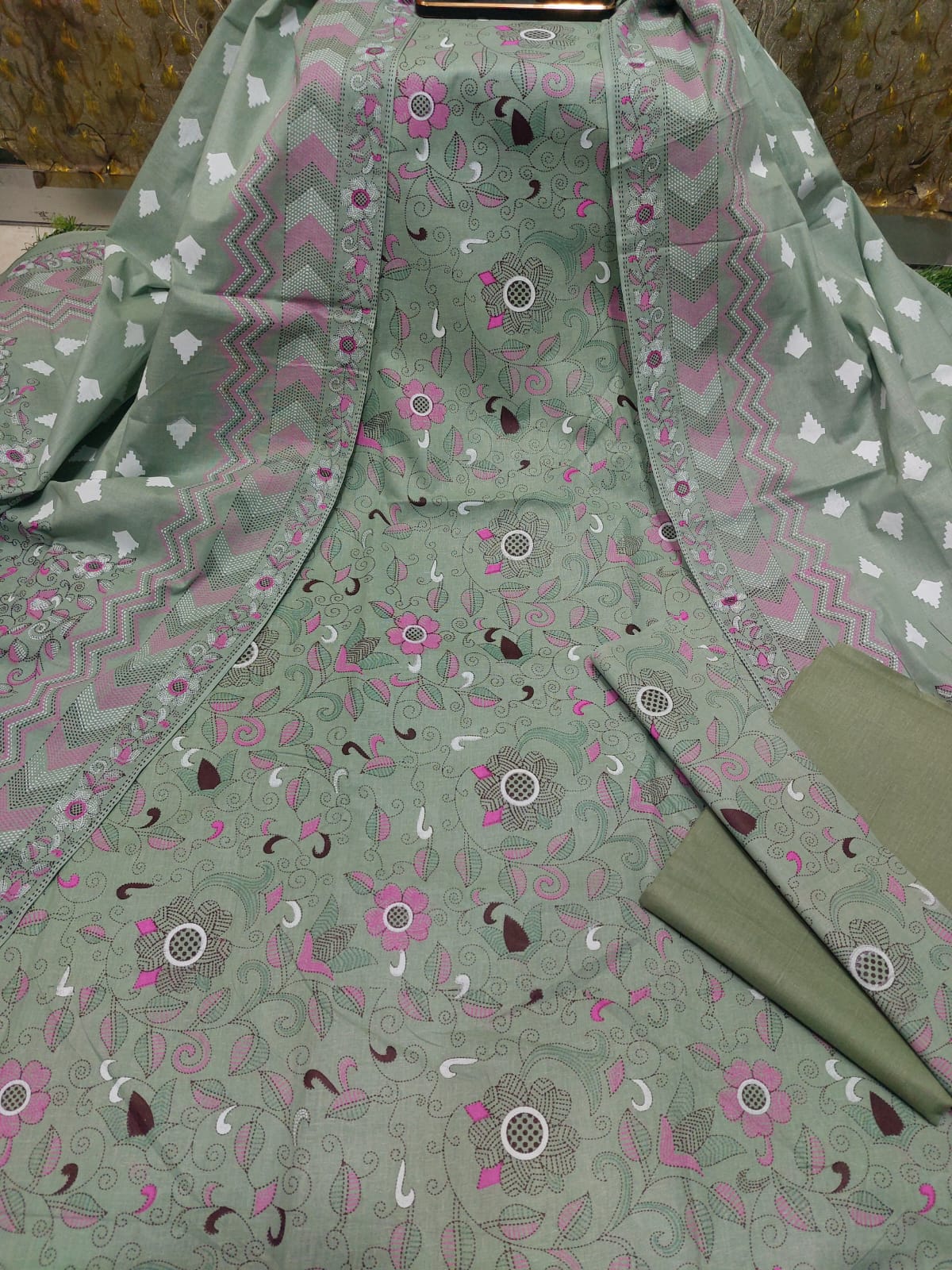 New Cotton Unstitched Skin Print High Quality Three Piece For Women - 3 ...