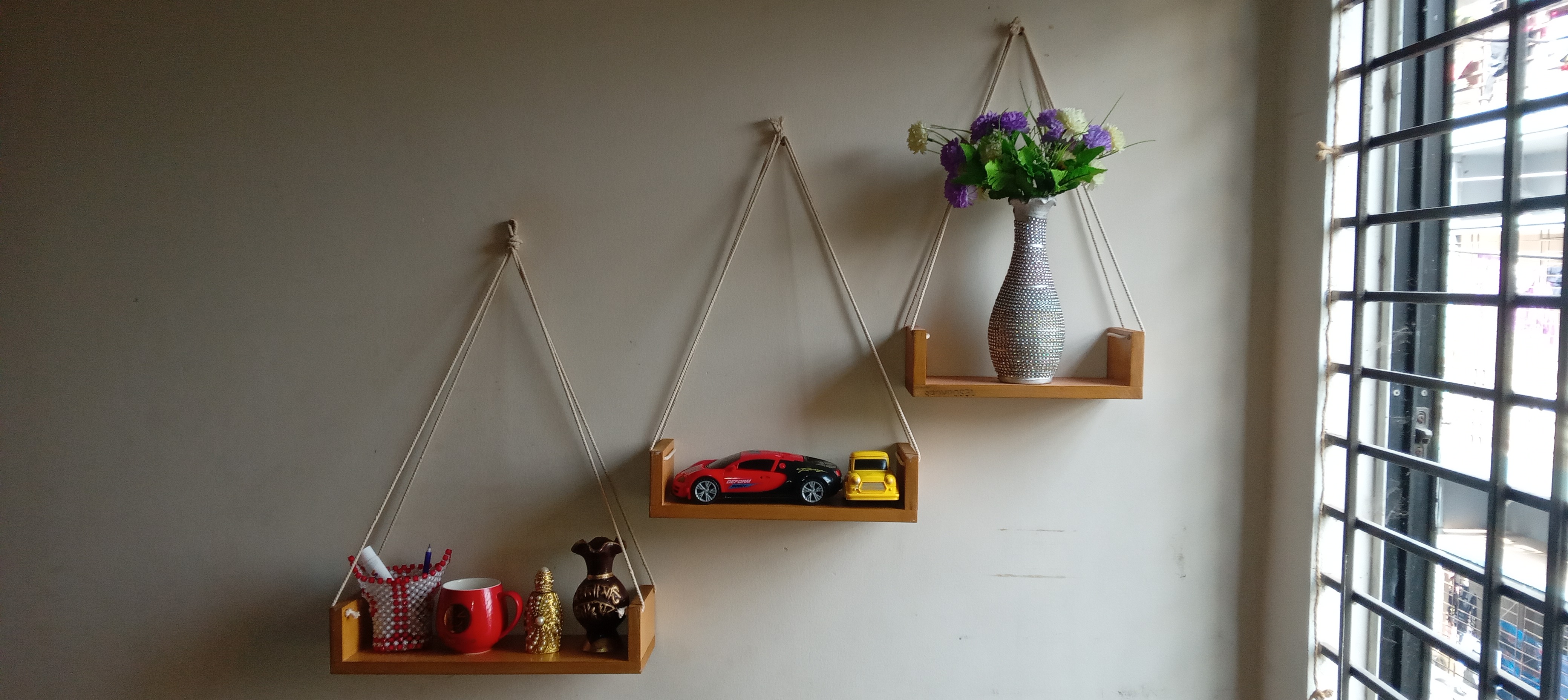 3 pcs Wall Hanging Rack/Bookshelves made of Hatil MDF Board with Polish ...
