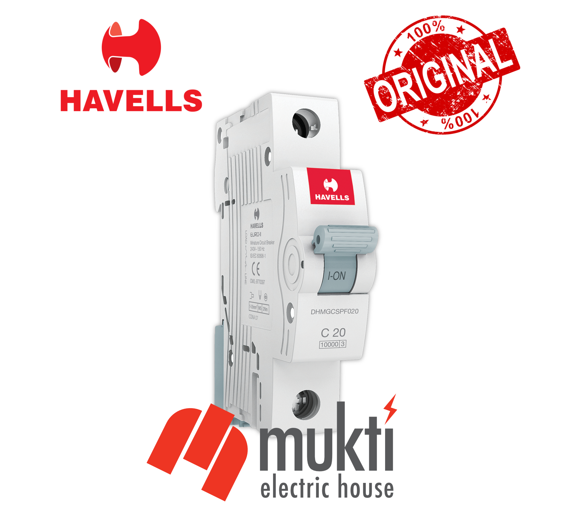 HAVELLS MCB SP 20A 10kA Miniature Circuit Breaker Single Pole 1P | Daraz.com.bd
