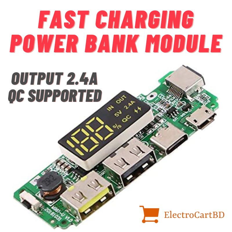 LED Dual USB 5V 2.4A Micro/Type-C USB Mobile Power Bank 18650 Charging ...