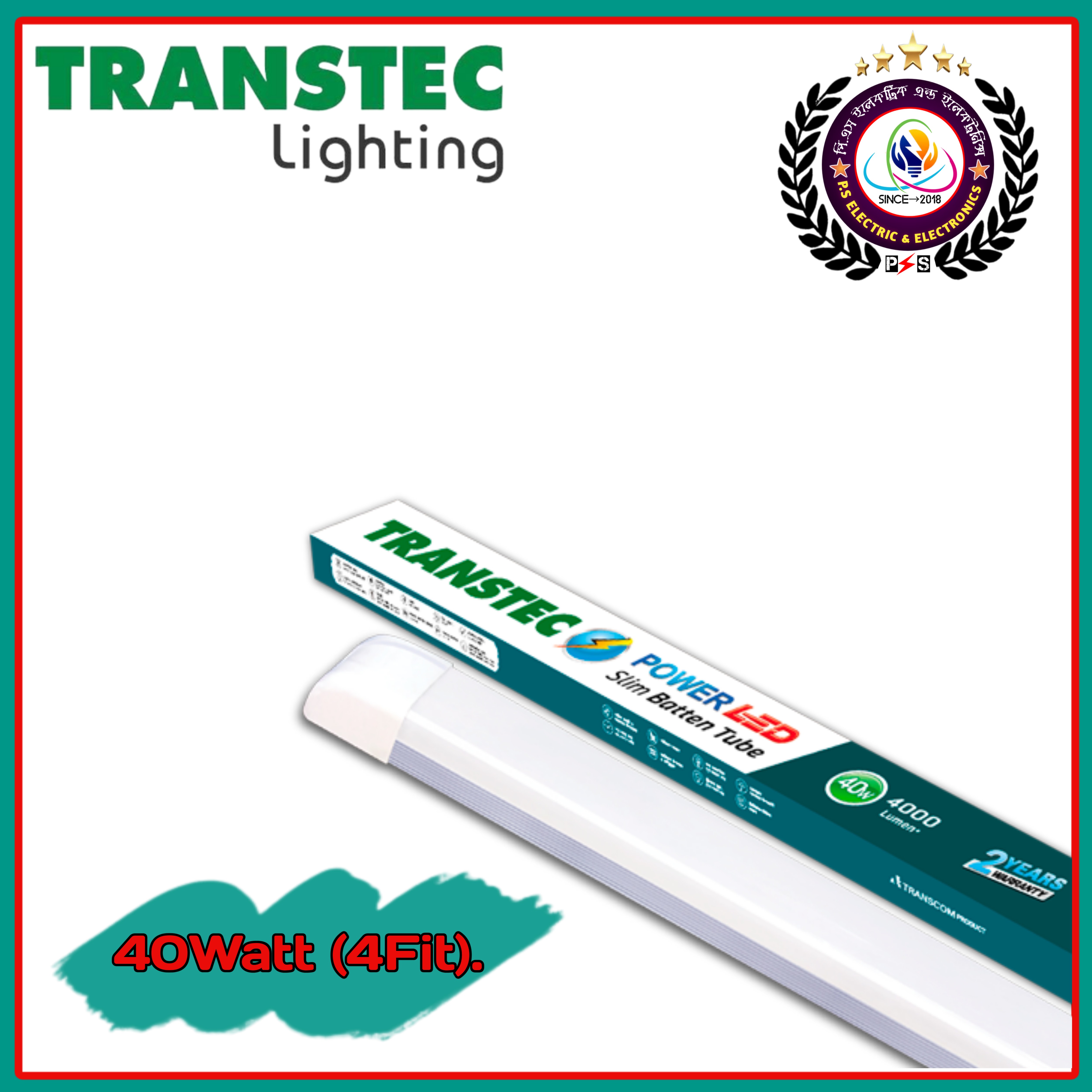 Transtec LED Slim Batten Tube 40W Square Cool day Light/tube light ...