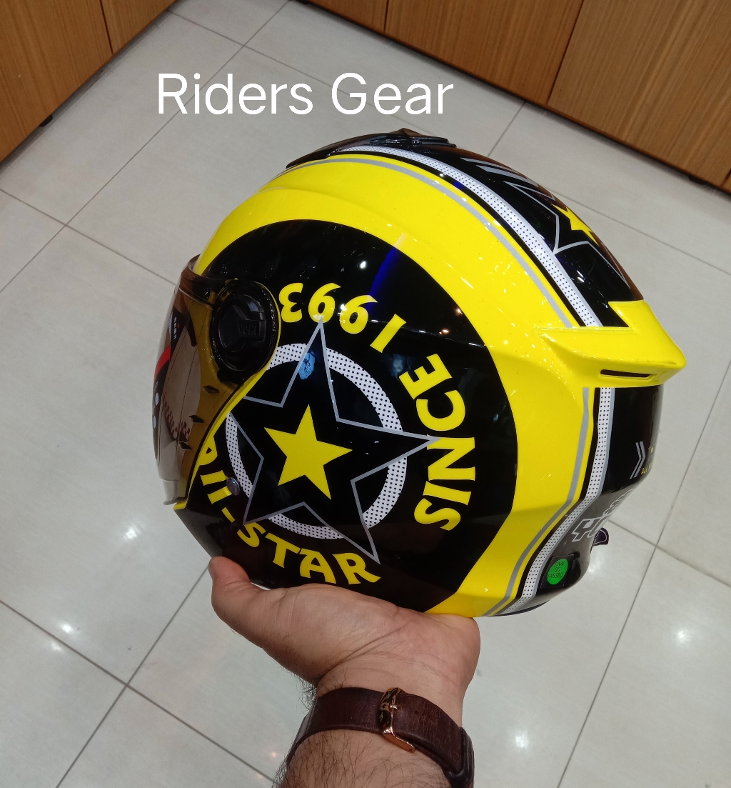 Yohe 877 Black And Yellow Graphics Halfface Helmet For Riding Bike ...