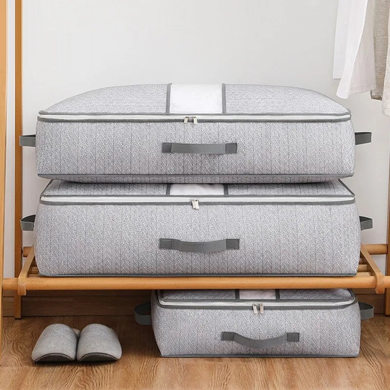 Foldable Clothes Storage Bag Visual Quilt Organize Cases with Handle ...