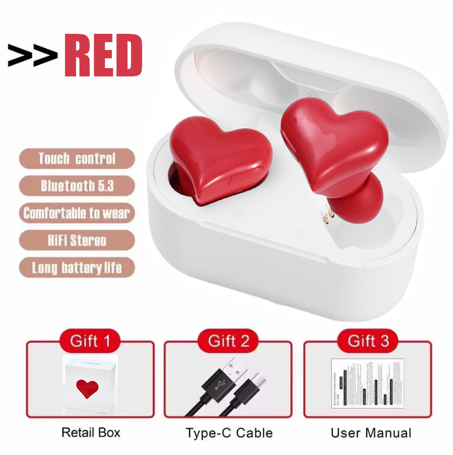HLstar® NEW Heartbuds Wireless Bluetooth Headphones Heart Shaped ...