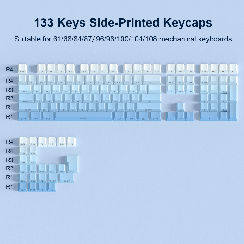 Custom Gradient Keycaps Cherry Profile PBT Ketcaps 133 Keys Side ...