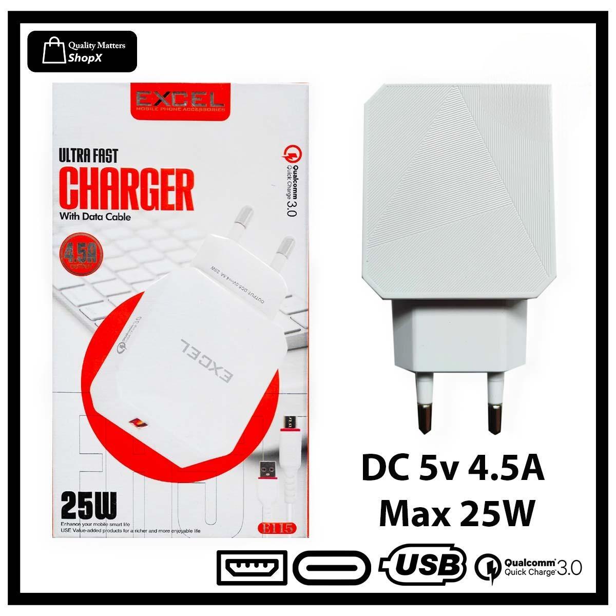 High-Performance - Excel E115 Ultra Fast Charger 4.5A Charging Adapter ...