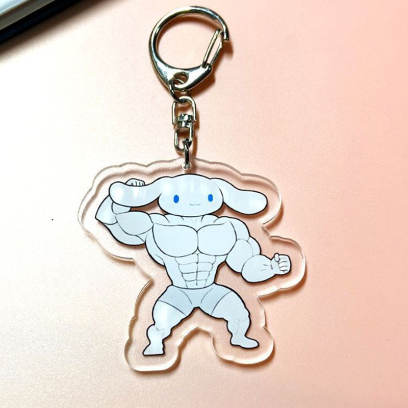 Funny Sanrio Muscle Keychain Anime Hello Kitty Kawaii Girls Keychain ...