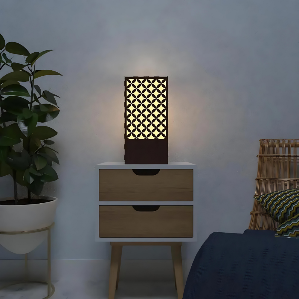 Wood Table Lamp for Bedroom & Living Room | Warm Yellow Ambient Light ...