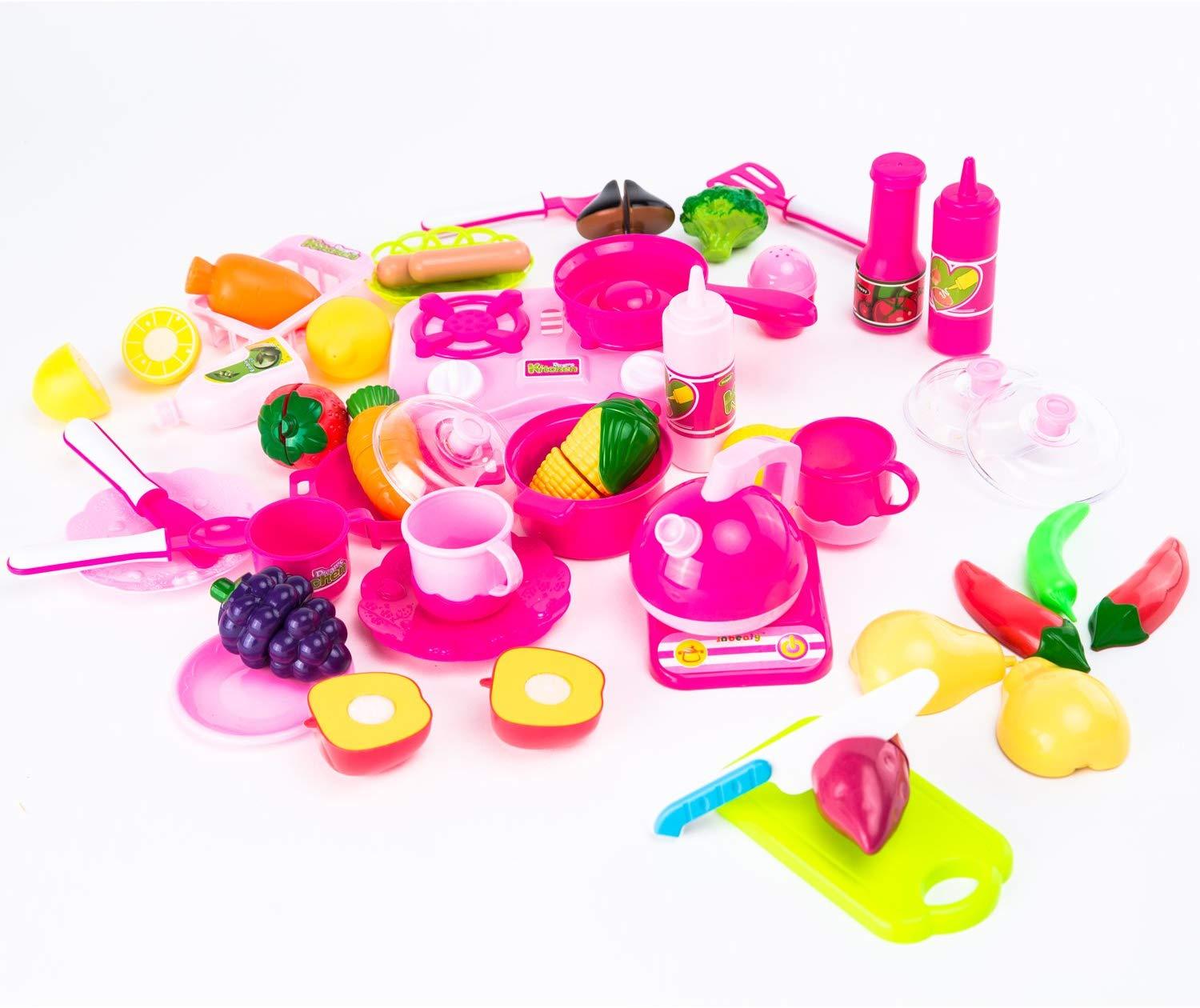 42 Piece Kitchen Cooking Set Girls Boys Fruit Vegetable Tea Playset Toy ...