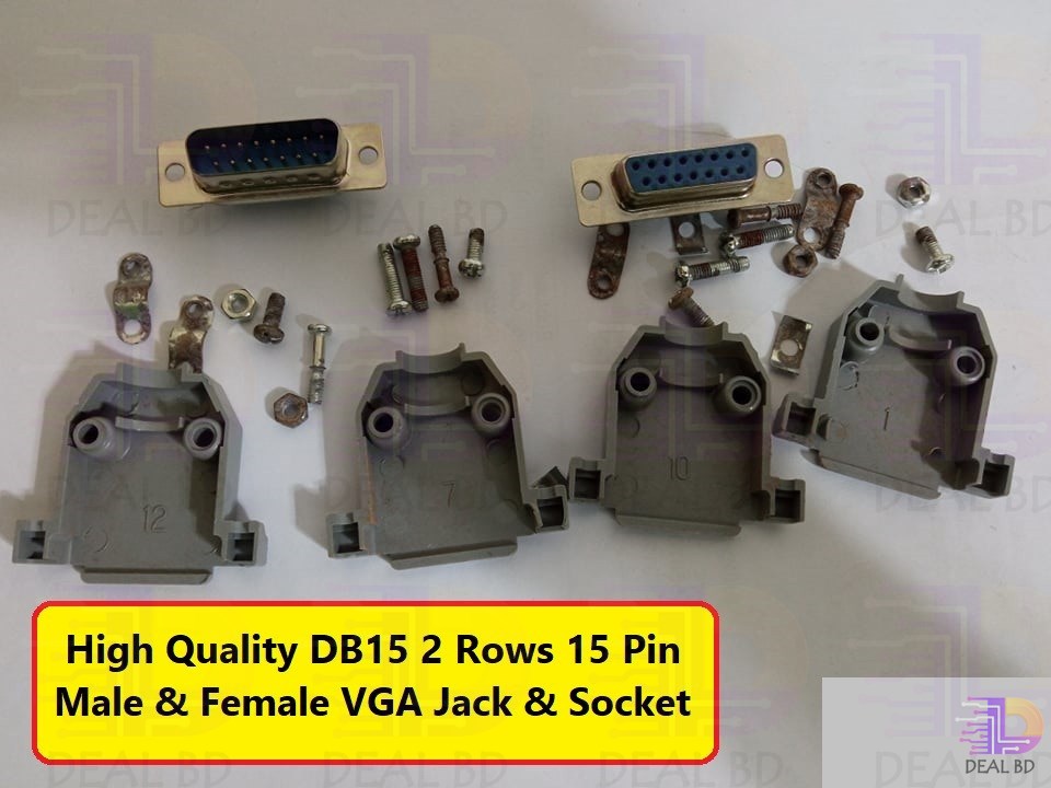 DB15 DB-15 2 Rows 15 Pin Male & Female VGA Jack & Socket Plug Connector ...