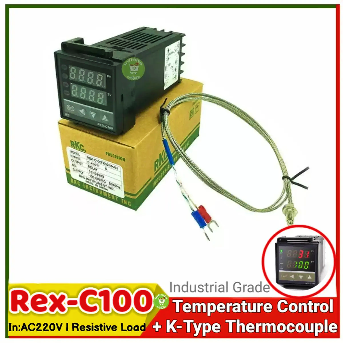 Digital PID Temperature Controller Dual LED Display with K Type ...