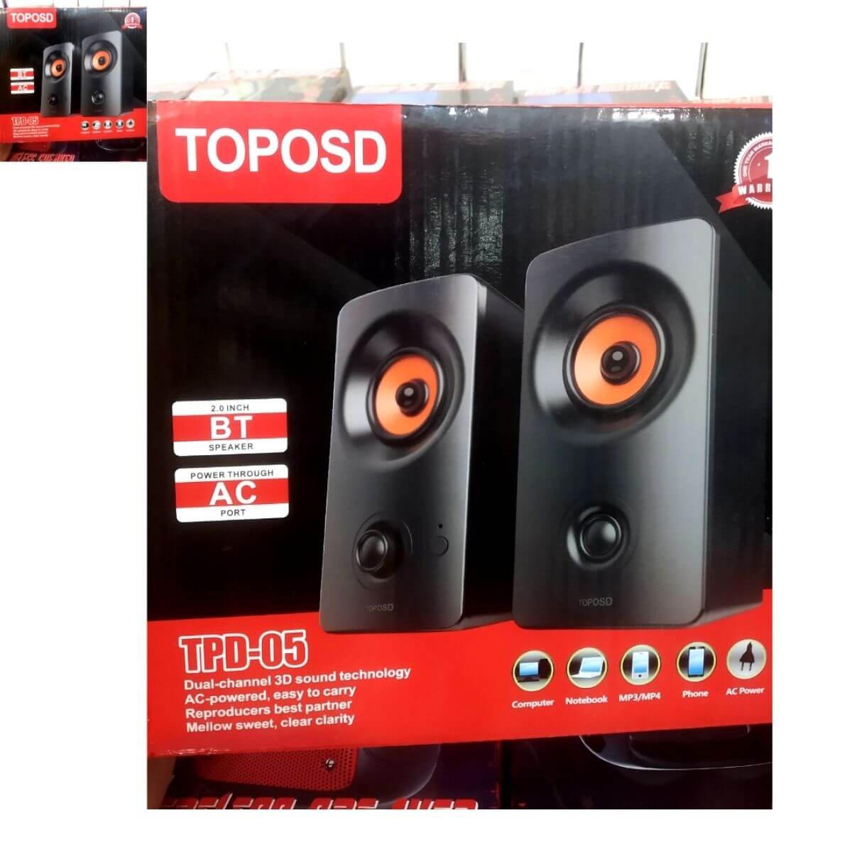 TOPOSD Bluetooth Speaker TPD-05 One Pair | Daraz.com.bd