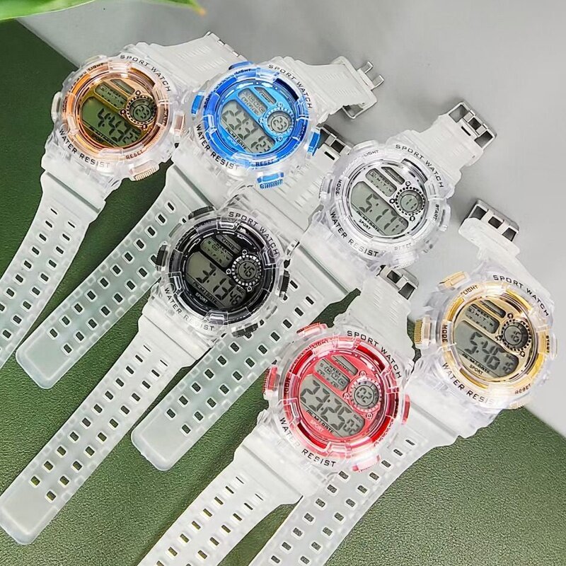 Waterproof White Color Digital Watch ,Silicone Boys Digital Sports ...