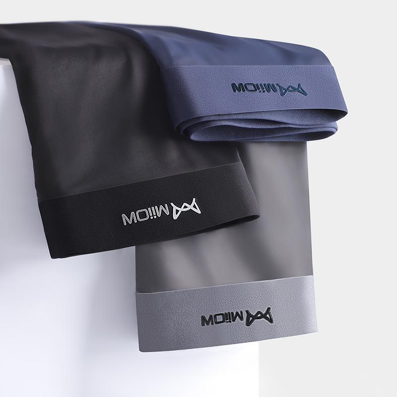 MiiOW 3Pcs Seamless Boxer Men Underwear Ice Silk Graphene Antibacterial ...