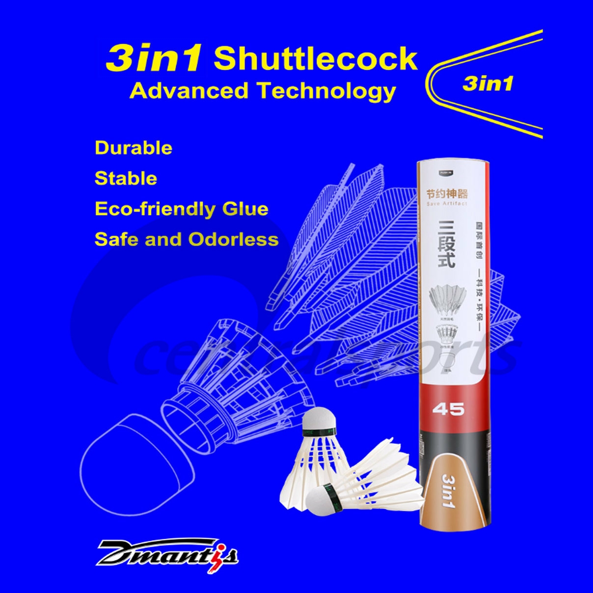 Dmantis 45 Professional Badminton Feather 3-in-1 shuttlecock | Daraz.com.bd