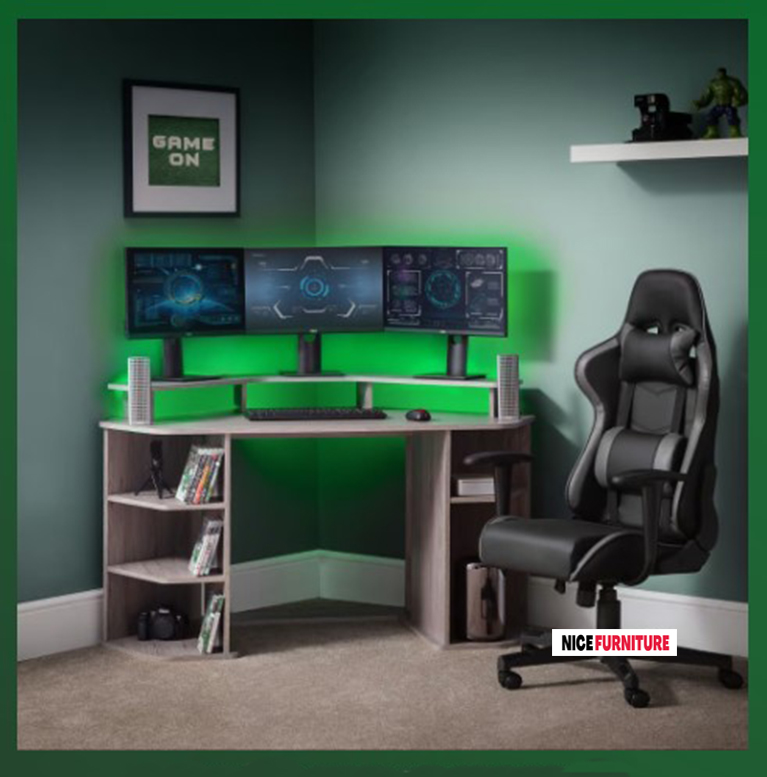 Recoil Quartz Corner Computer Gaming Table, YouTube Work Station Corner ...