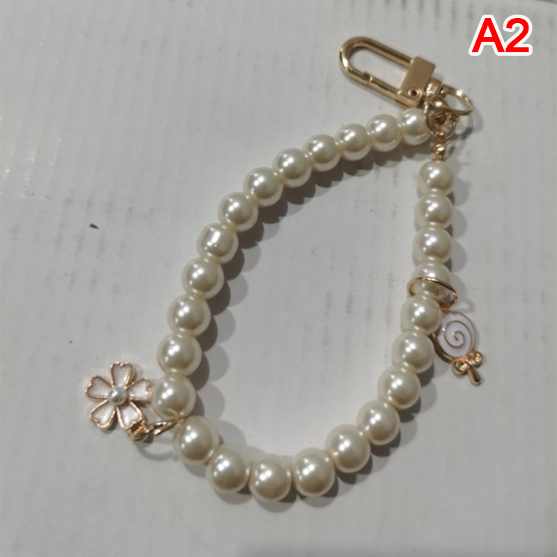 Vintage Korean Fashion Pearl Keychain Women Girl Gold Metal Chain Key ...